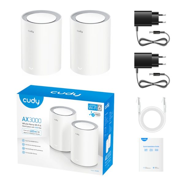 Cudy AX3000 Wi-Fi 6 Mesh Kit 2 Pack – White – MKITech Solutions