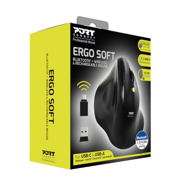 Port Connect 2.4GHz Wireless ERGO SOFT Bluetooth Rechargeable Mouse ...