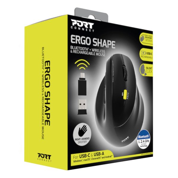 Port Connect Ergo Shape Bluetooth Rechargeable Mouse – MKITech Solutions